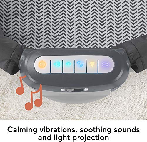 Fisher-Price Baby Crib Soothing View Projection Bassinet Portable Cradle with Lights Music Vibrations & Slim Fold, Pencil Strokes