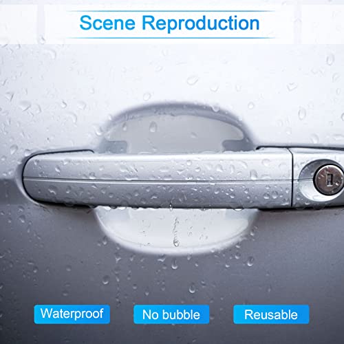 AOOF Car Door Handle Scratch Protector 8PCS White Car Accessories Carbon Fiber Door Handle Protector Stickers Car