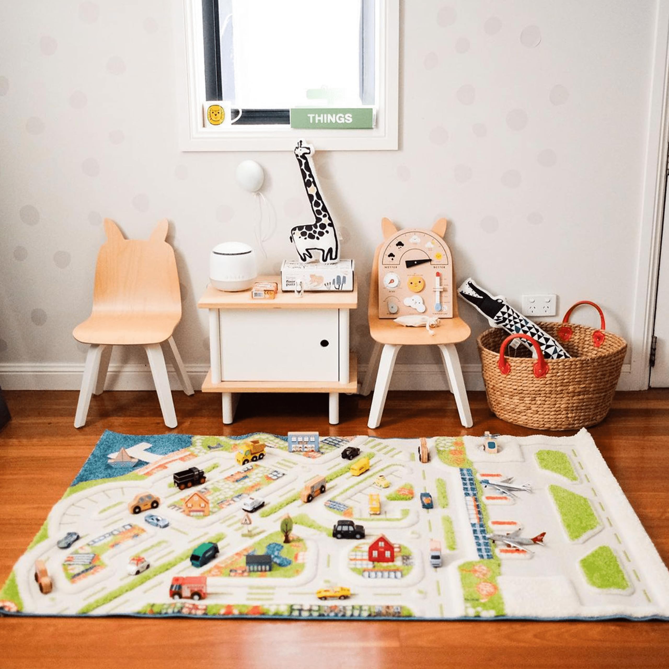 IVI 3D Play Carpets Mini City 59" L x 39" W Educational Toddler Car Mat Rug for Bedroom, Kids Den, or Playroom