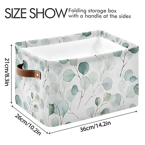aiyojasen Leaf Foldable Storage Baskets Storage Bins with Handles, Decorative Cloth Organizer Storage Boxes for Home|Office -14 x 10 x 8 in