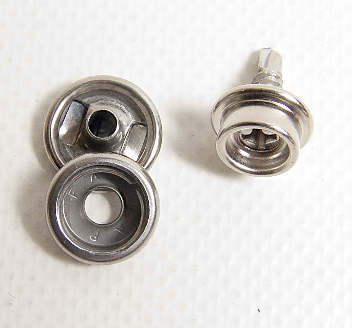 Snap Cap & Socket, 100% Stainless Steel w/ 1/2" Inch #8 Drill Point Self Drilling Screw Stud Select The Quantity You Need (50 of Each Piece)