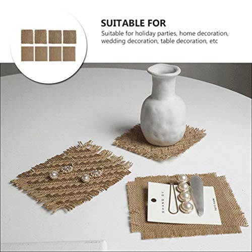 Cabilock Car Coasters Linen Placemats 8Pcs Linen Coasters Retro Square Placemats Farmhouse Cup Mat Decorative Table Mat Drink Hot Pads for Dining Room Kitchen Jute Placemat Car Cup Coasters