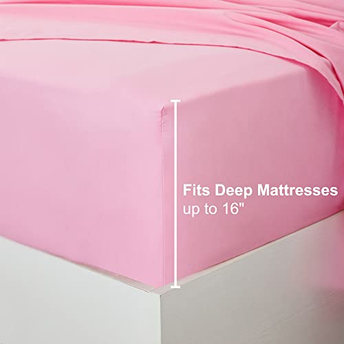 Best Season 400 Thread Count Cotton Queen Size Sheet Set (Pink Color) 4 Piece - 100% Long Staple Cotton Sheets Set, Soft Cotton Bed Sheets Sets with Deep Pocket fit Upto 16 inch