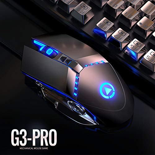 Censprin Gaming Mouse USB Wired RGB Backlit Silent Click Gamer Mouse with 4 Adjustable DPI Up to 3200, Comfortable Grip Ergonomic Optical Gaming Mice for Laptop PC Gamer Computer Desktop
