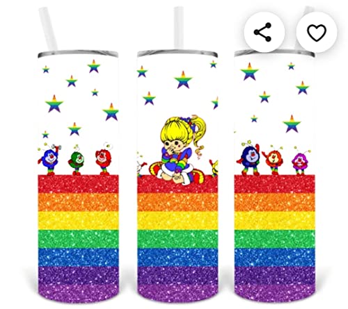 80s Rainbow Girl 20oz color changing/glow in the dark Tumbler with lid and straw