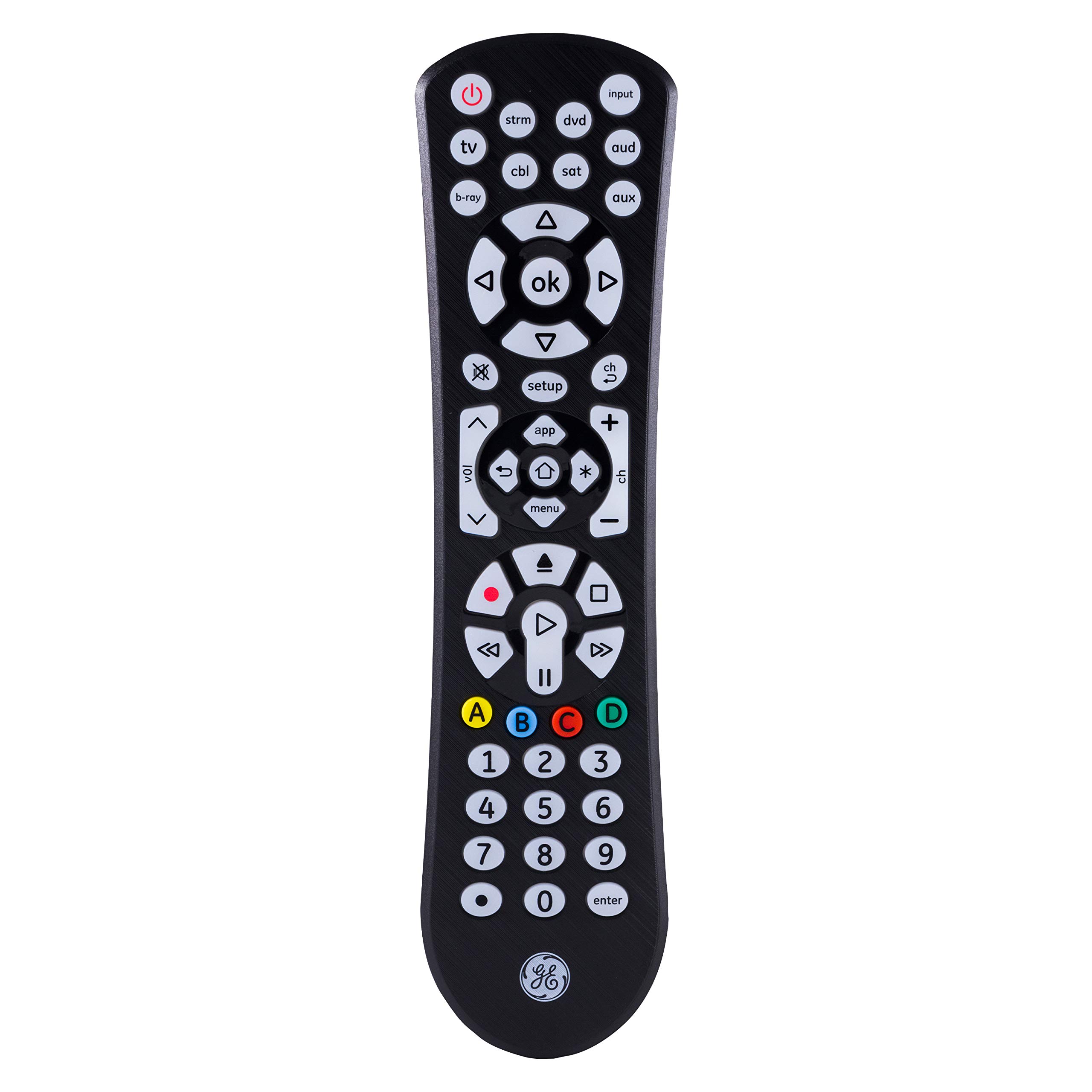 GE UltraPro Backlit Universal Remote Control, Samsung TV Remote, Universal TV Remote for Roku TV, Vizio, LG, Sony, Sharp, Apple TV, Smart TVs, Streaming Players, Blu-ray, DVD, 8-Device, Black, 41567