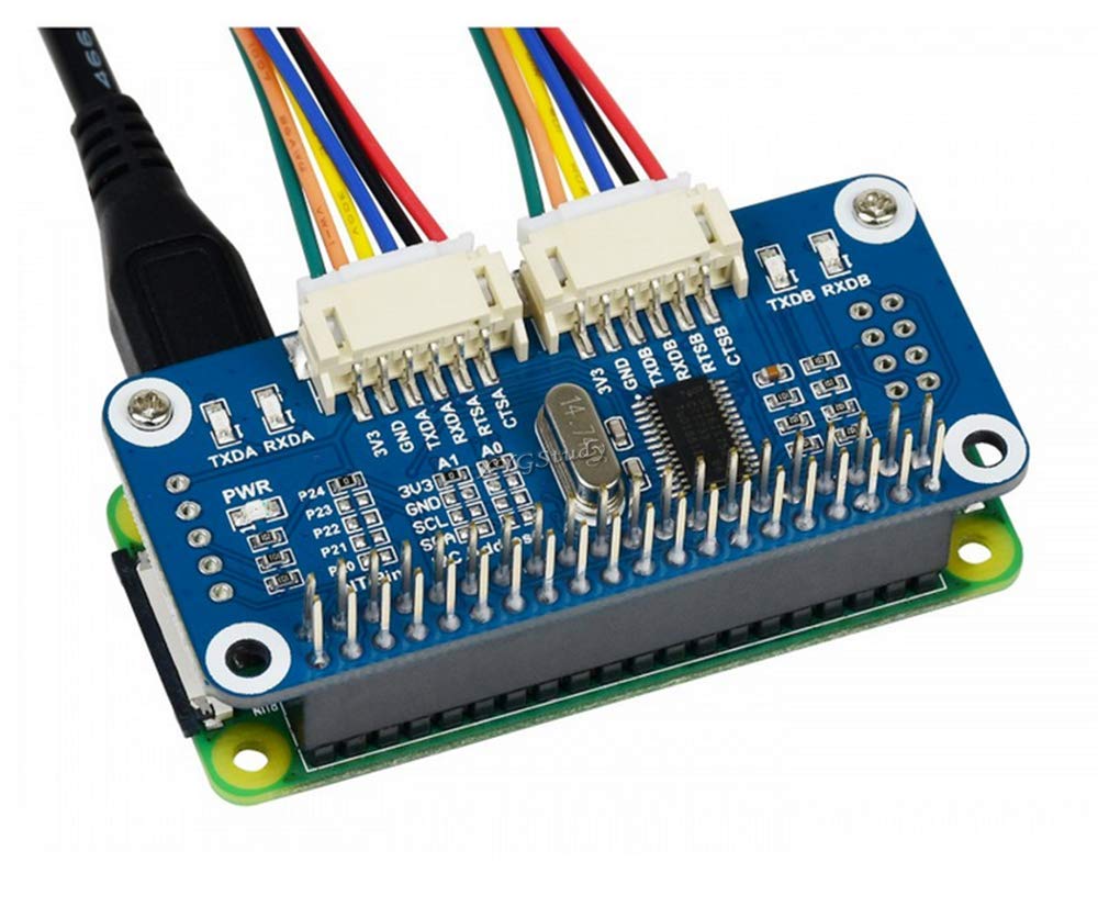 Serial Expansion HAT I2C Interface 2-ch Extra UART Plus 8 programmable GPIOs for Raspberry Pi Zero W WH 2B/3B/3B+/4B @XYGStudy