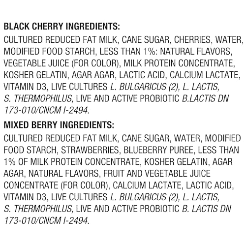 Activia Black Cherry and Mixed Berry Probiotic Yogurt, Delicious Lowfat Yogurt Cups to Help Support Gut Health, 12 Ct, 4 OZ