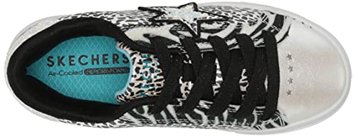 Skechers Kids Girls Goldie Sneaker, White/Leopard, 6 Big Kid
