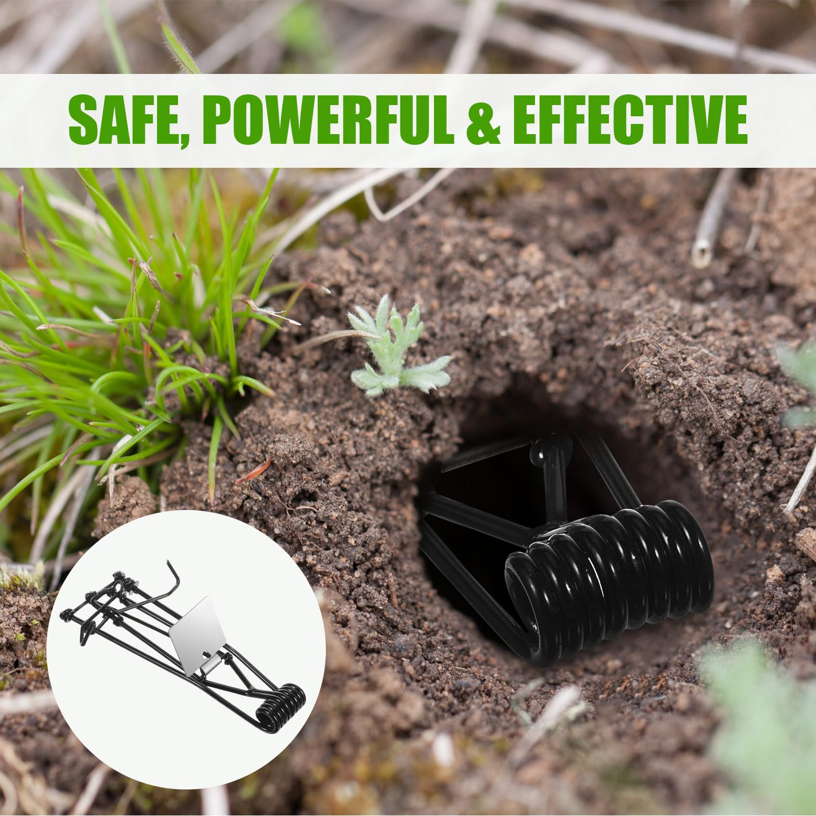 8 Pack Mole Traps for Lawns Reusable Mole Trap Gopher Killer Metal Tactical Easy Set Gopher Trap Vole Traps Outdoor Mole Killer for Lawn Yard Garden (Black)