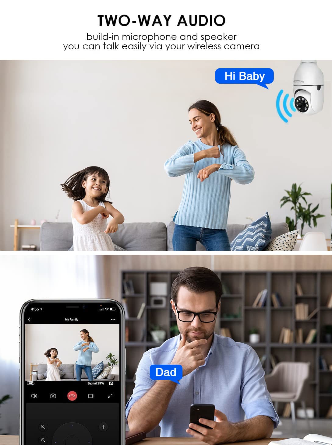ACTMAN 1080P Light Bul b Security Camera, Wireless WiFi Smart Camera with Color Night Vision, Motion Auto Tracking, 2-Way Sound Recording 3 Count (Pack of 1)