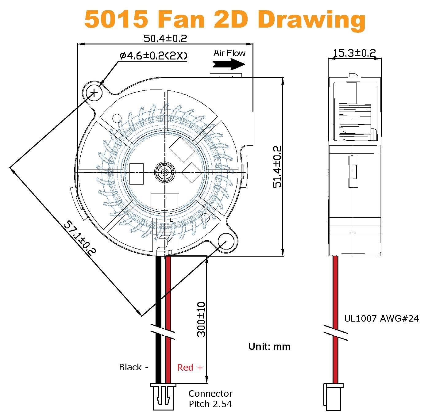 5015 Fan 24V 4 Pack 50mm Blower Fan Hydraulic Bearing Brushless Quiet Cooling Fans for 3D Printer and Other Small Appliances Replacement, 50mmx50mmx15mm 2PIN