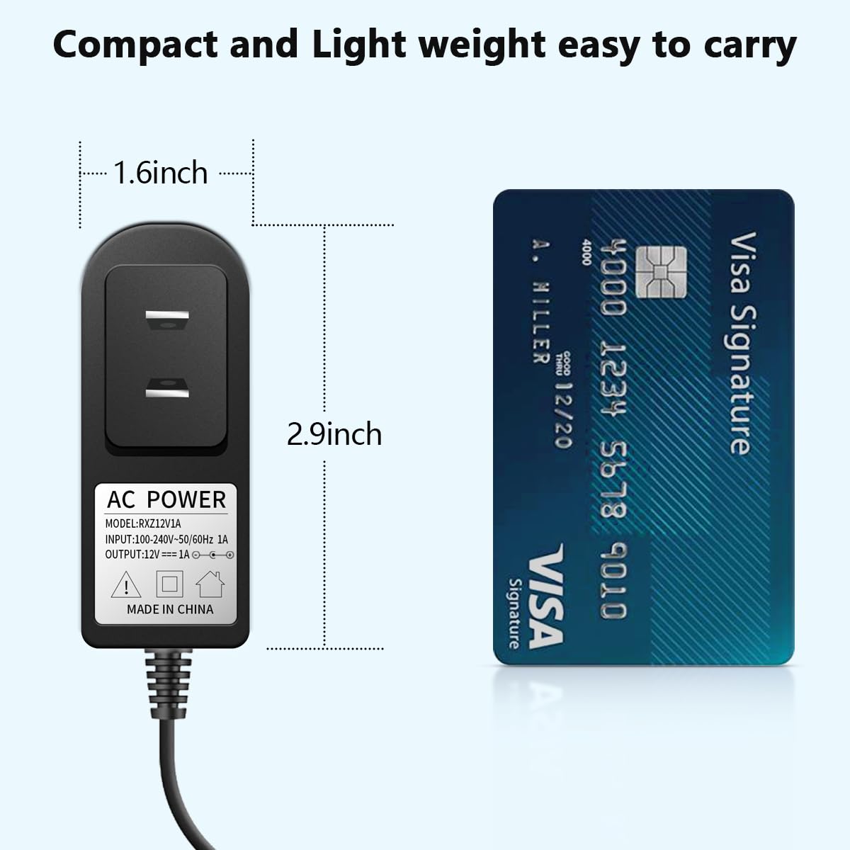 OOSSXX 12V1A 100V-240V US AC to DC Power Supply Adapter for CCTV Home Security Camera System 10 Feet Cord Power Supply for Surveillance Camera