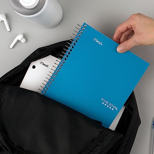 Five Star Small Spiral Notebook, 2-Subject, College Ruled Paper, Fights Ink Bleed, Water Resistant Cover, 6" x 9-1/2", 100 Sheets, Tidewater Blue (06180AA4)