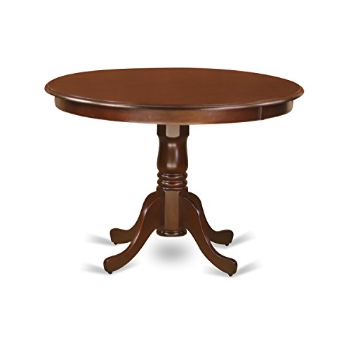 East West Furniture HLNO5-MAH-W 5 Piece Dinette Set for 4 Includes a Round Dining Table with Pedestal and 4 Dining Room Chairs, 42x42 Inch, Mahogany
