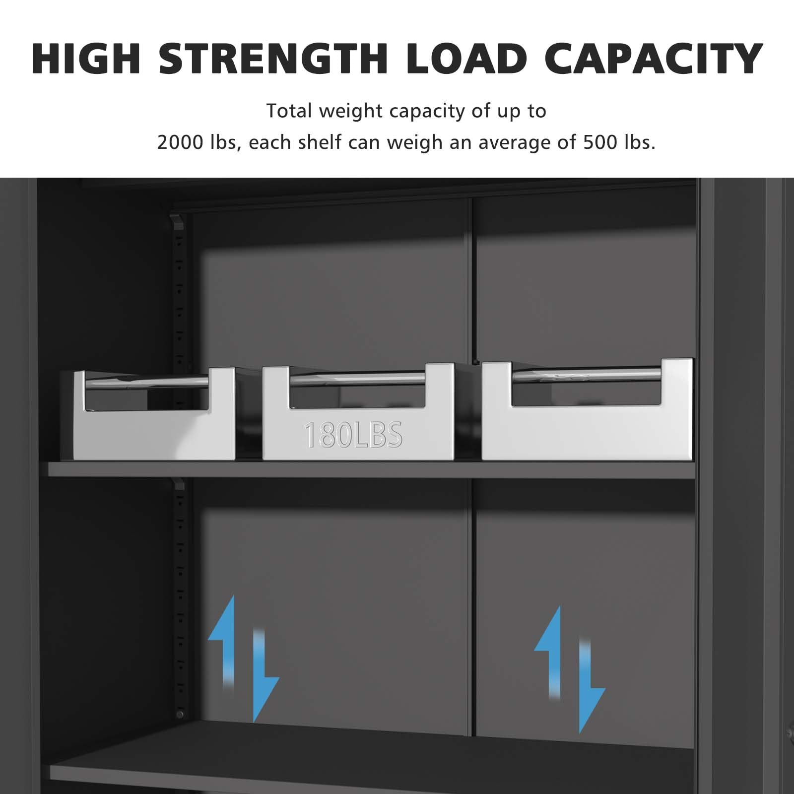 72" Metal Steel Heavy Duty Storage Cabinet with Locking Door, 4 Adjustable Shelves, Horizontally Adjustable Feet, Tool Cabinet for Garage, Home, Classroom/Office and Kitchen (Black)