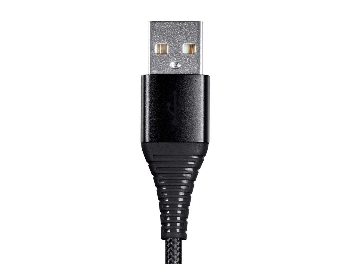 Monoprice Apple MFI Certified Lightning to USB Type A Charge & Sync Cable - Nylon-Braid, Durable, Kevlar-Reinforced, 1.5 Feet, Black - AtlasFlex Series