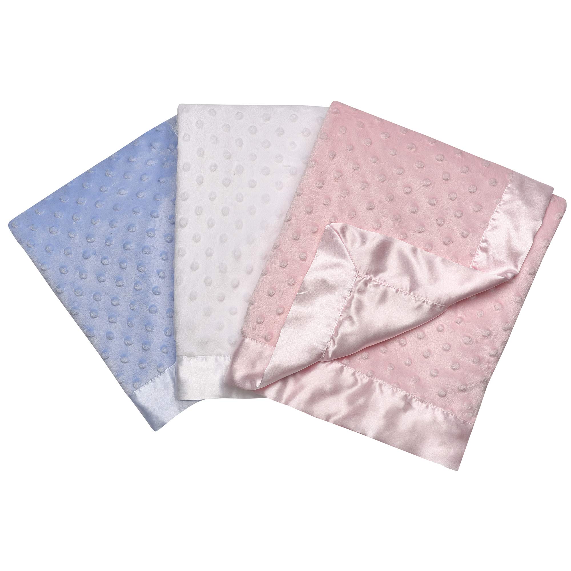 Baby Starters Textured Dot Blanket with Satin Trim, White 30" x 40"