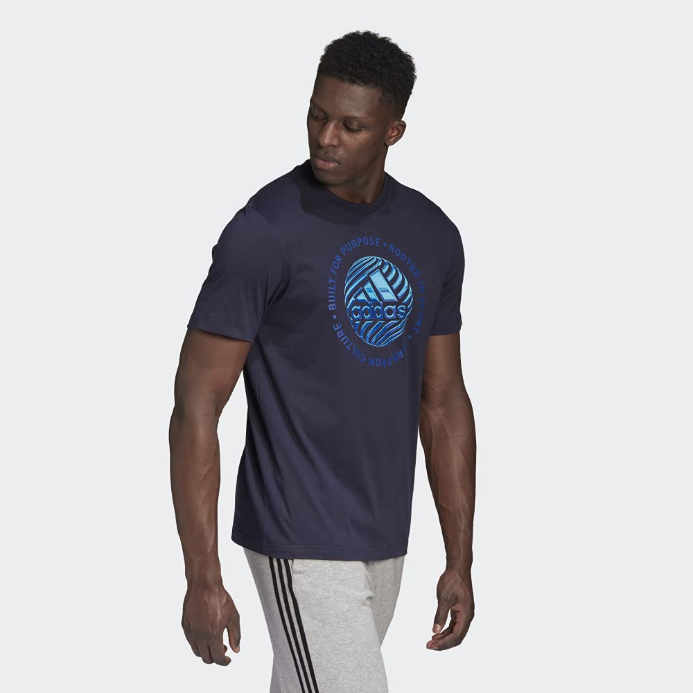 adidas mens Hyperreal Circled Slogan Tee Ink Small