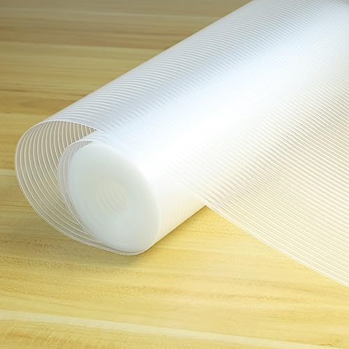 Cabinet Drawer Shelf Liners Non Adhesive 14 Inch Wide X 20 Ft Non Slip Waterproof Kitchen Cupboard Pantry Mat Washable Refrigerator Shelf Liners Bathroom Drawer Protector Liner