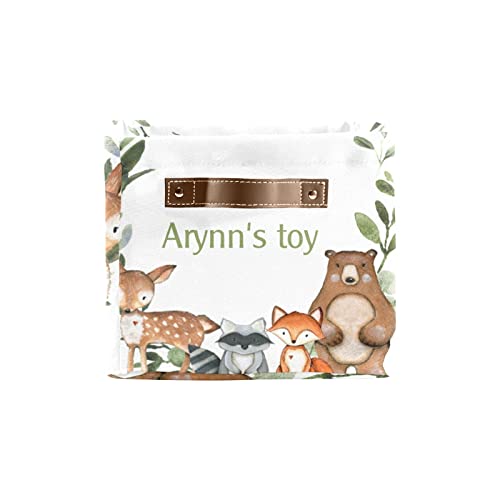 Joyestore Floral Forest Animal Bear Deer Personalized Storage Bins ,Baskets Cubes Organizer with Handle for Shelves Closet Nursery Toy 1 Pack