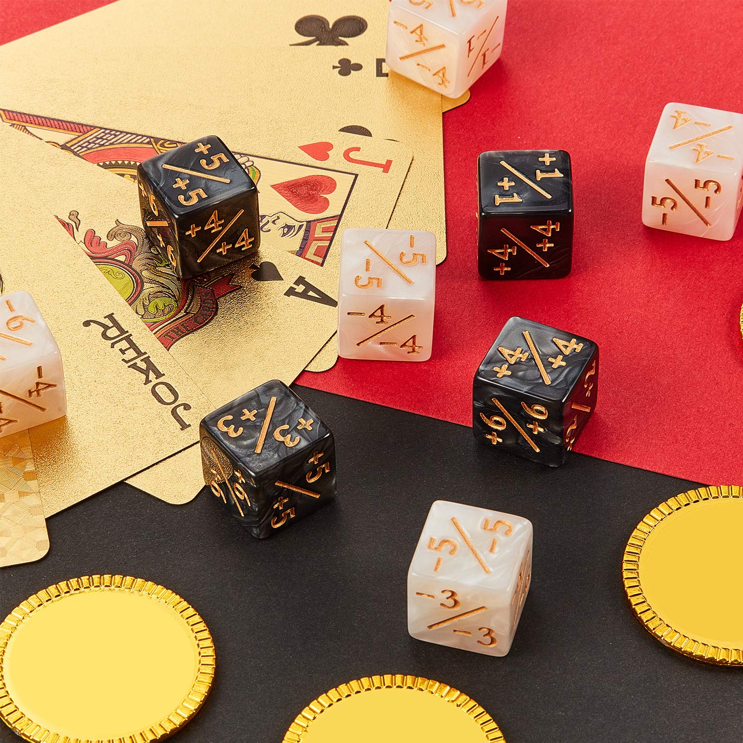 48 Pieces MTG Dice Counters Plus 1 Tokens Counter Marble D6 Bulk Dice Compatible with Magic The Gathering, Cards Gaming Accessories