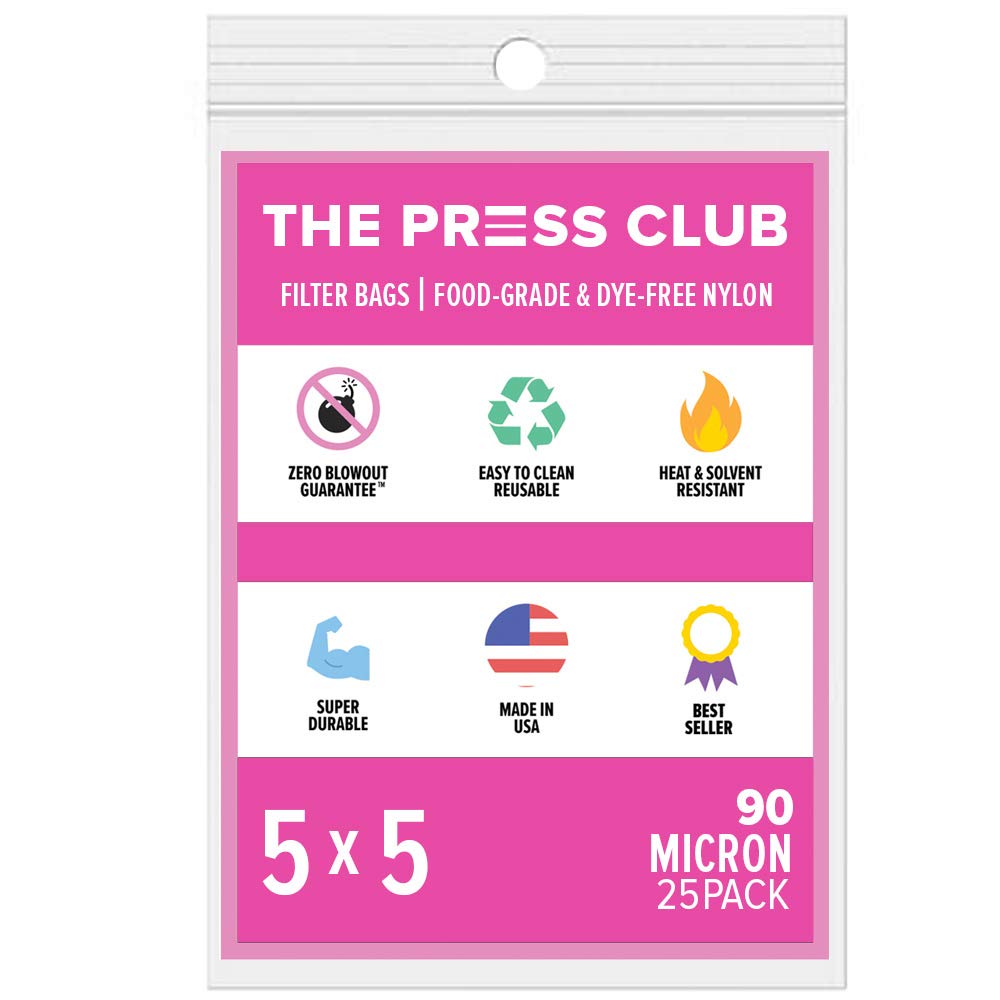 90 Micron | Premium Nylon Tea Filter Bags | 5" x 5" | 25 Pack