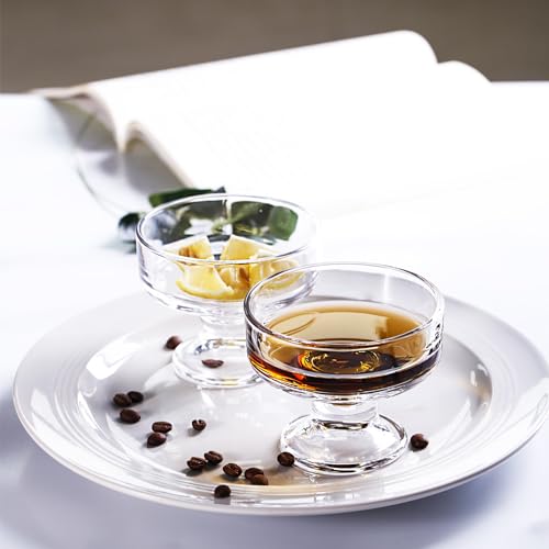 binsakao Glass Ice Cream Bowl Set, Small Clear Mini Footed Dessert Cups for Friut Pudding Trifle Parfait Sundae Nuts Cocktail Drinks Party (6.3 oz, 6 pcs)