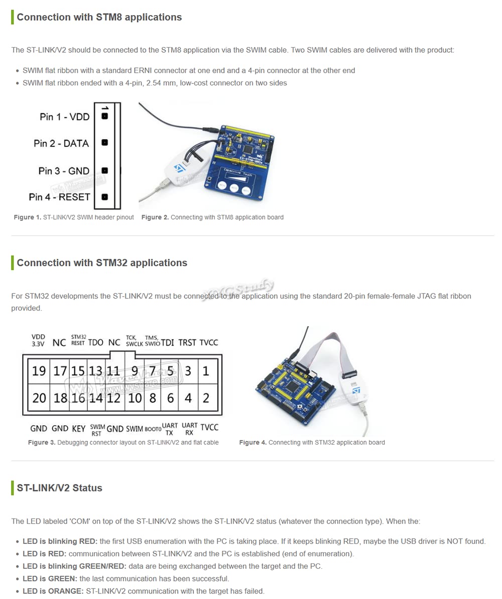XYGStudy ST-Link/V2 (EN) STM in-Circuit Programmer Debugger for STM8 STM32 MCU Microcontroller Swim JTAG SWD Interface USB Full Speed Interface