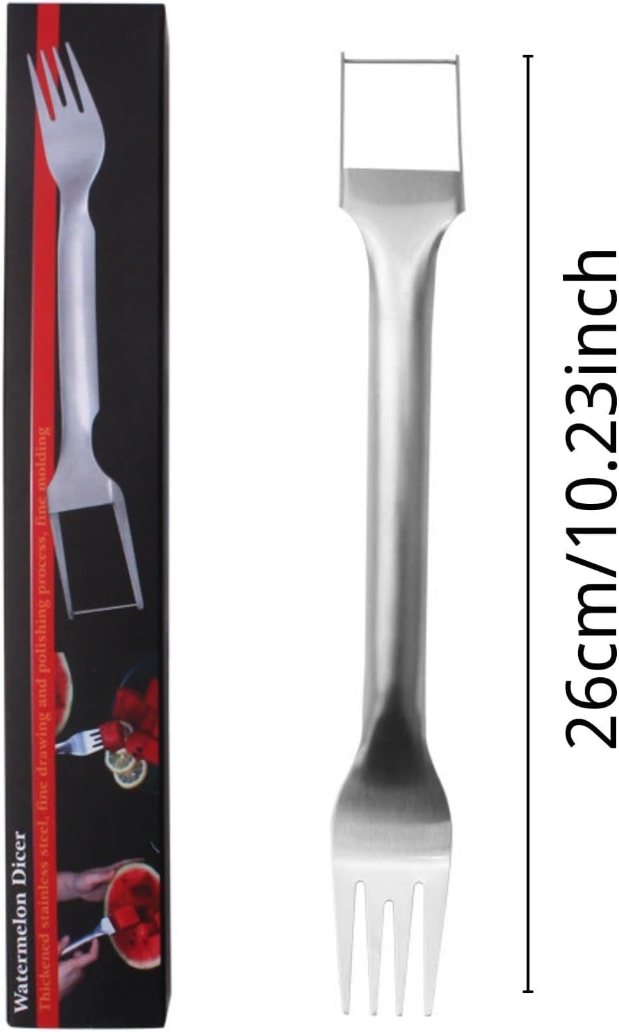 2PCS Watermelon Fork Slicer Cutter, Watermelon Fruit Slicer Cutter Tool,Dual Head Stainless Steel Fruit Forks Slicer Knife for Family Parties Camping