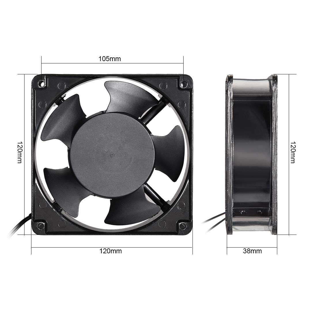 uxcell Cooling Fan 120mm x 120mm x 38mm DP200A AC 220-240V 0.14A Dual Ball Bearings
