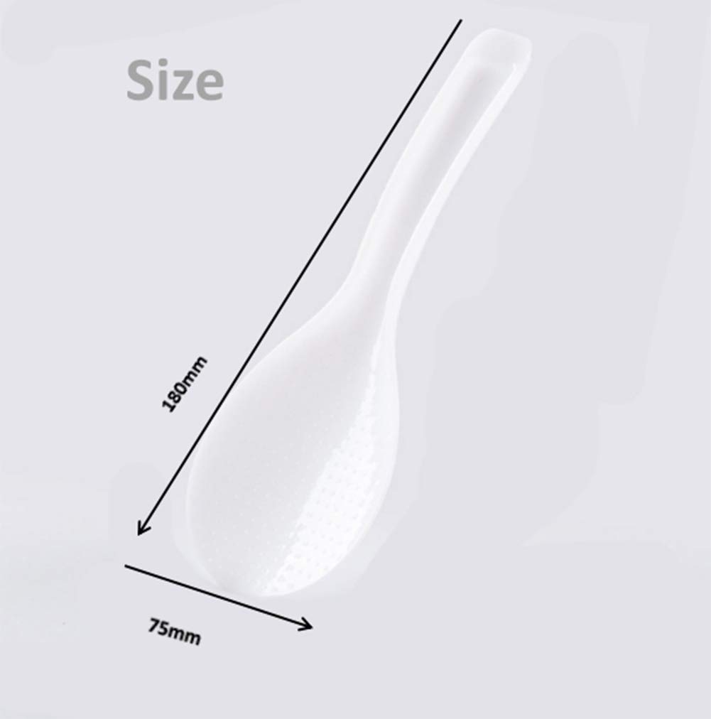 AKOAK 2 Pcs Rice Spoon White Transparent Plastic Rice Spoon Thick Meal Spoon Non-Stick Pan Efficient Flexible Household Kitchen Necessities