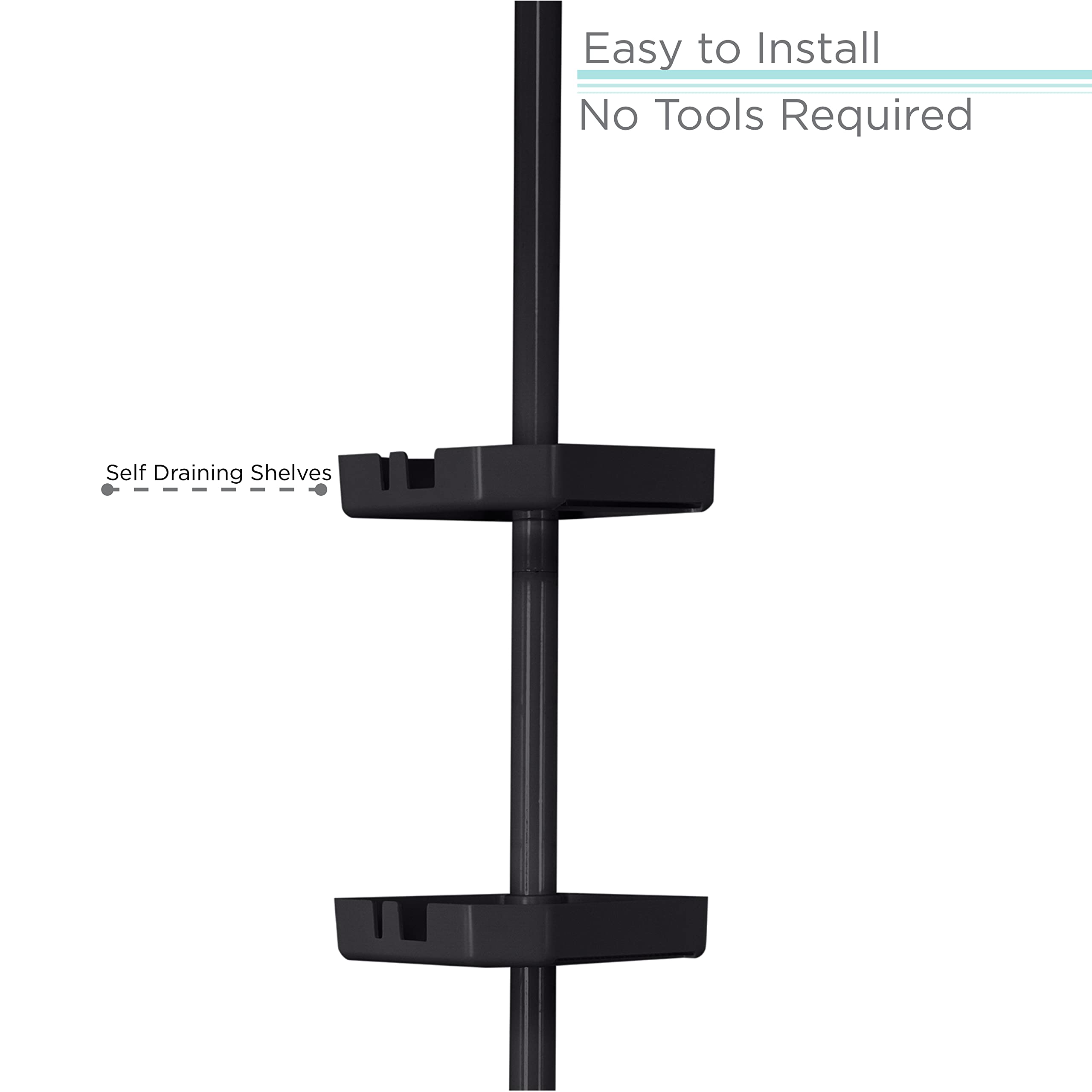 Bath Bliss 4 Tier Tensions Corner Shower Caddy Shelves Adjustable 48β-101β Bathroom Organizer Bathtub and Shower Stall Holds Large Bottles Soap Shampoo Washcloths Matte Black