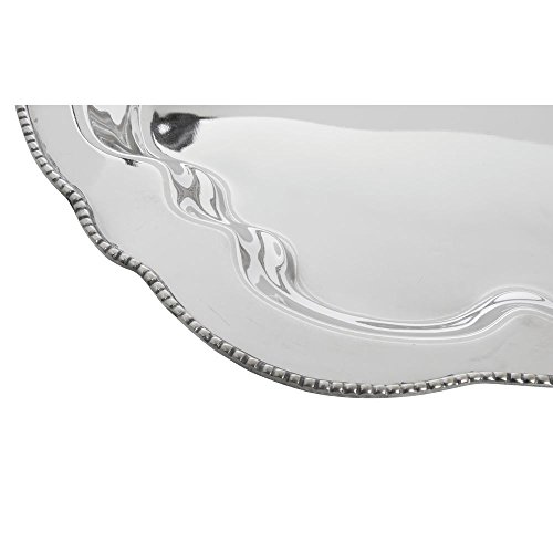 HUBERT® Serving Tray Stainless Steel Round with Beaded Edge - 27" L x 17 1/2" W x 1 1/2" H