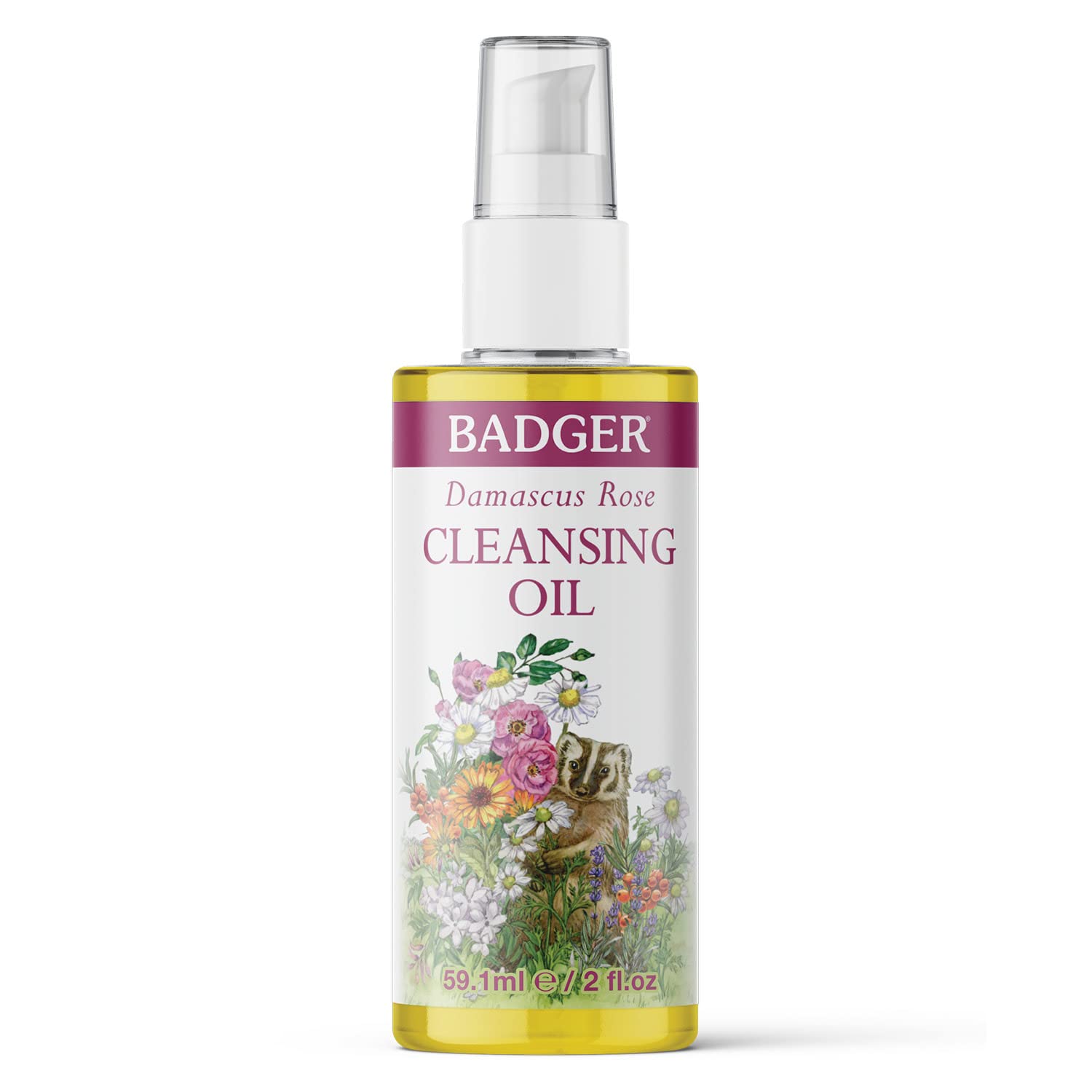 Badger - Face Cleansing Oil, Damascus Rose, Certified Organic Face Oil Cleanser, Natural Facial Cleansing Oil, Natural Oil Cleanser for Face, Face Cleanser Oil, 2 oz