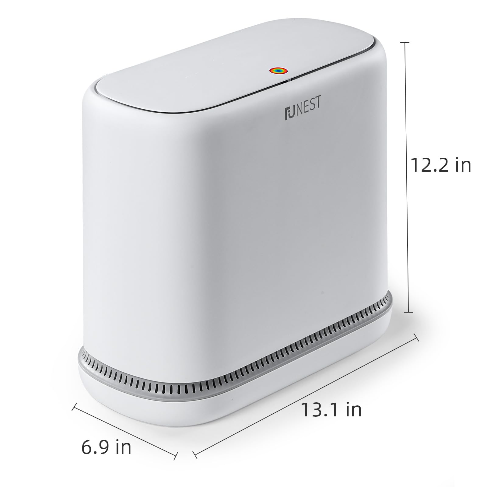 funest Bathroom Trash Can, 3 Gallon Slim Trash Can with Lid, Adsorption Garbage Can with Press-Top Lid, White Narrow Plastic Trash Bin for Bathroom, Office, Bedroom, Living Room