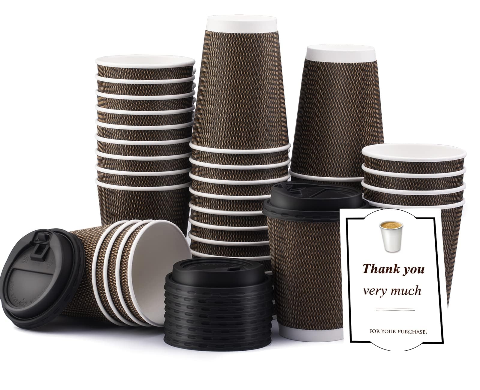 40 Packs 12oz Disposable Coffee Cups, Coffee Cups, Insulated Paper Coffee Cups,To Go Hot Cups with Lids for Coffee Tea Chocolate and Other Hot Drinks