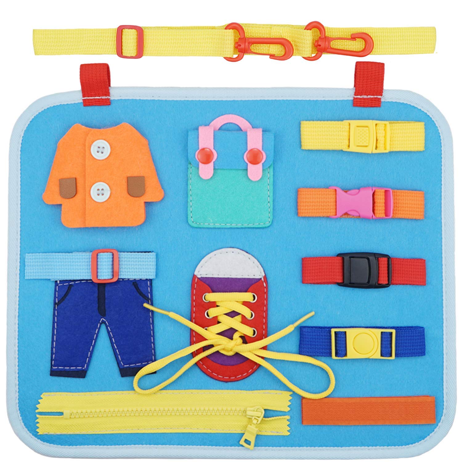 Busy Board for Toddlers Montessori Sensory Toys Travel Activities for Kids Learning Dress& Fine Motor Skills Car Airplane road trip toys For Girls Boys Ages 1 2 3 4 Year Old Preschool Early Education