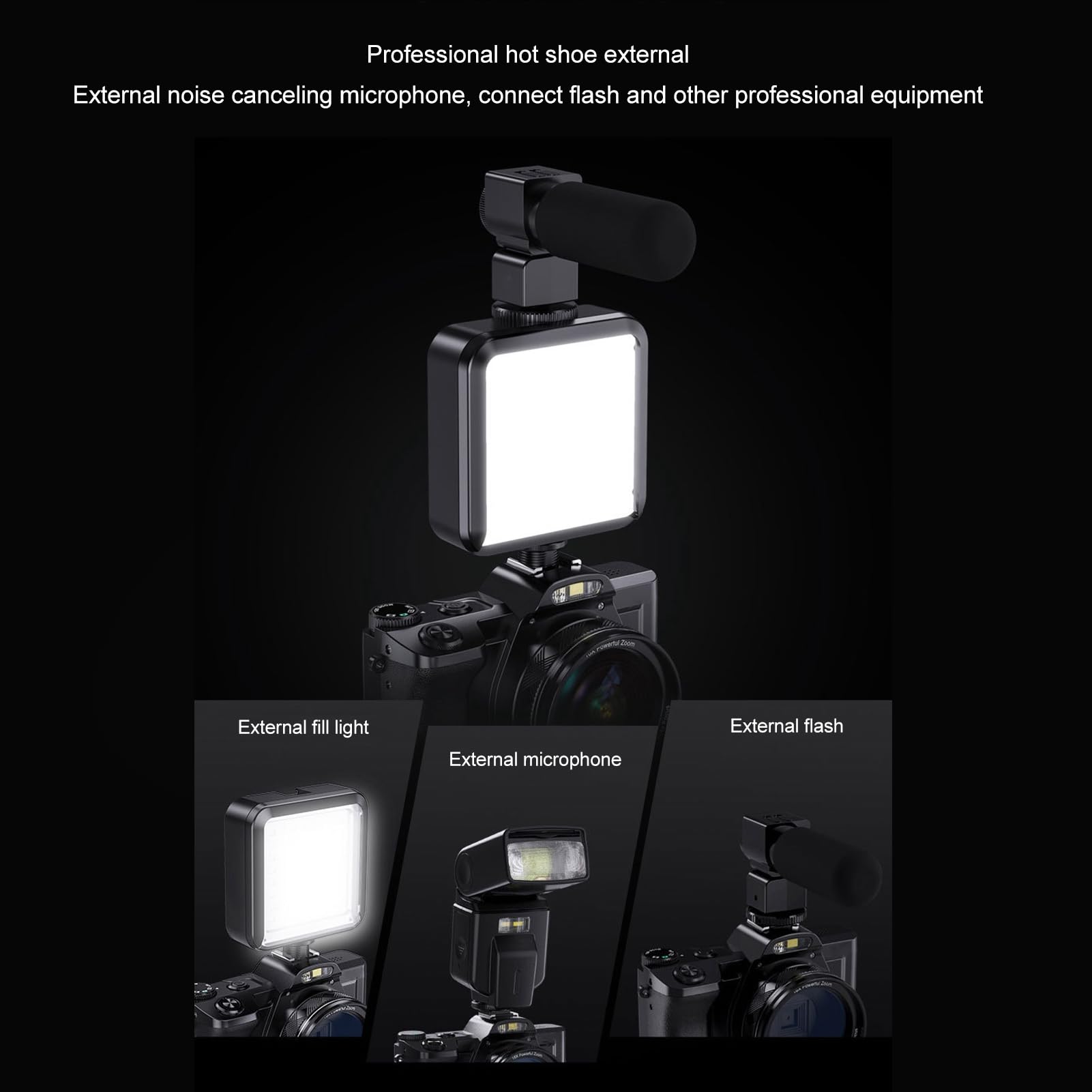 48MP 5K HD Smart Digital Camera, Ultra Clear 6 Axis Anti Shake, 16X Zoom, for Photography, with 3.5in IPS Screen, US Plug