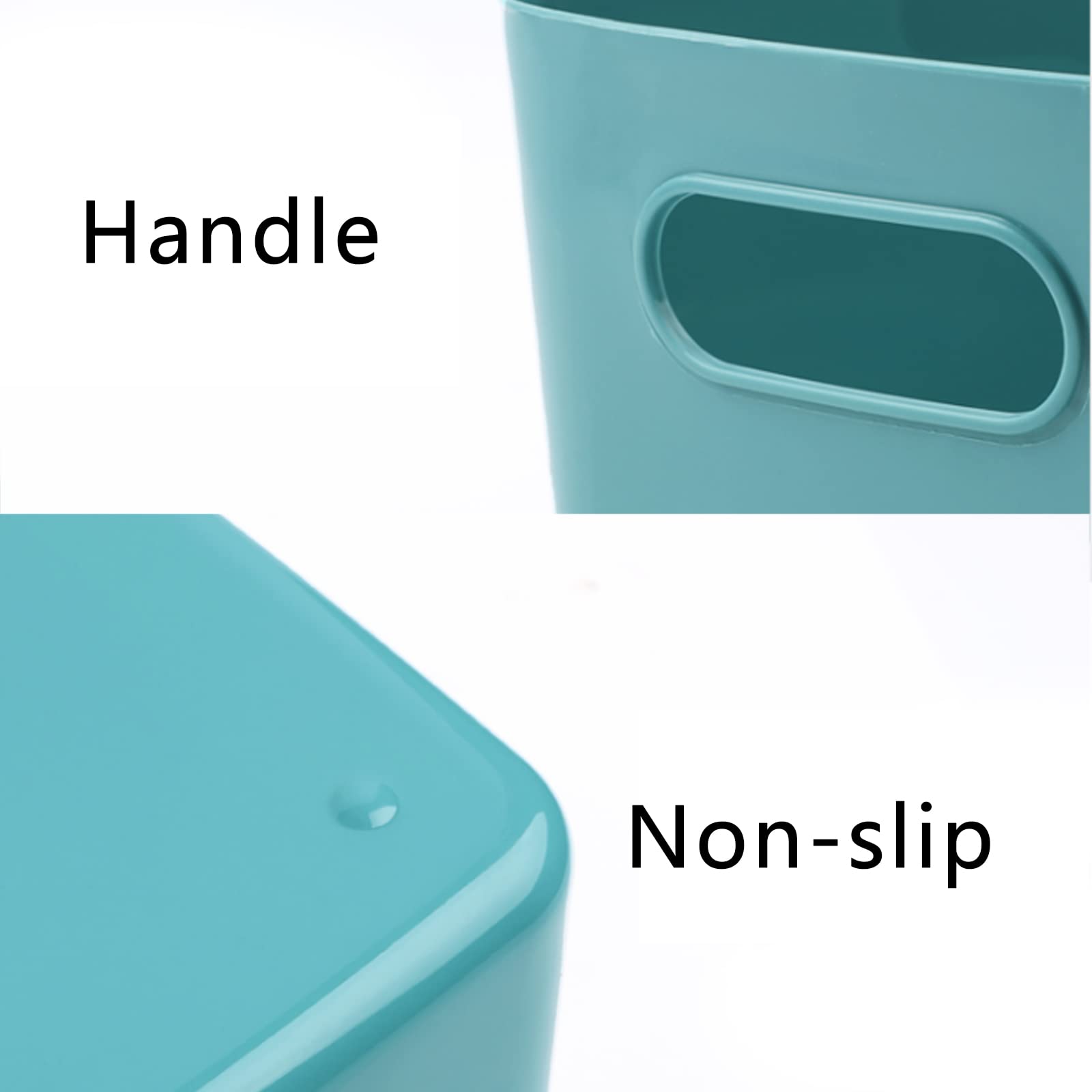 6 PCS Plastic Basket Set, Plastic Storage Baskets Pantry Bins Kitchen Spice Rack Organizer for Shelves Drawers Pantry Closet Countertops Classroom Bathroom 12 In x 7.9 In x 4.7 In (Green)