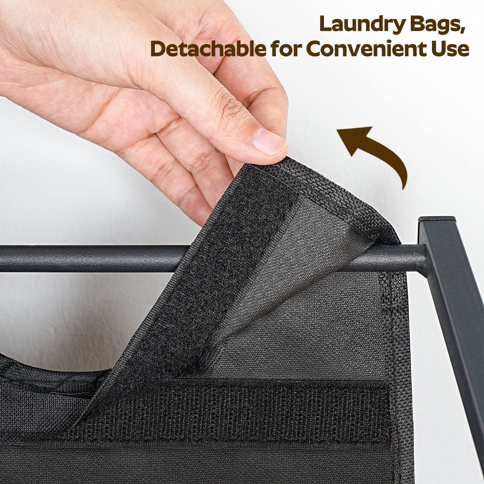 YATINEY Laundry Hamper with Wheels, Laundry Sorter 2 Section, Rolling Laundry Basket, 2 Pull-Out and Removable Laundry Bags, for Laundry Room, Badroom, Rustic Brown LS22BR