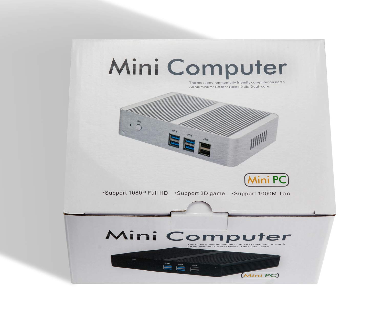 KINGDEL Mini Computer, Fanless Nettop with Celeron N3150/J3160/J4125 Quad Core 2.08GHz CPU, 4GB RAM 256GB SSD, 2*LAN, 2*HD, 4*USB 3.0