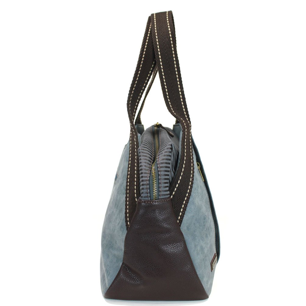 CHALA Large Bowling Tote Shoulder Bag with Canvas Handle and LLAMA Keyfob (LLAMA) (Indigo Blue)