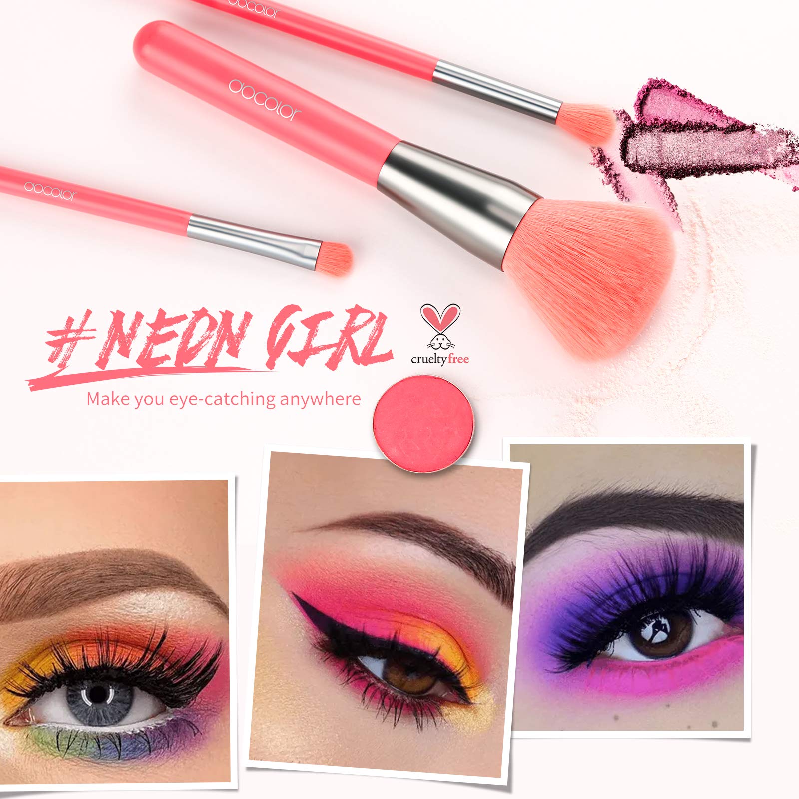Docolor Makeup Brushes 10Pcs Makeup Brush Set Premium Synthetic Powder Foundation Contour Blush Concealer Eye Shadow Blending Liner Make Up Brush Kit - Neon Peach
