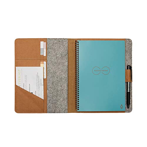 Moonsafari A5 Reusable Notebook Cover & Rocketbook Cover Smart Business Notebook Cover for Everlast, Fusion, Wave, Moleskin and More with Pen Loop & Business Card Holder - Brown,A5/Executive 8.8" x 6"