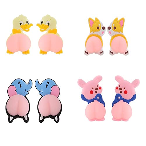 8pc 3D Silicone Butt Gift Rearview Mirror Phone Decoration Door Stop Cartoon Cute Animal Avoidance Collision