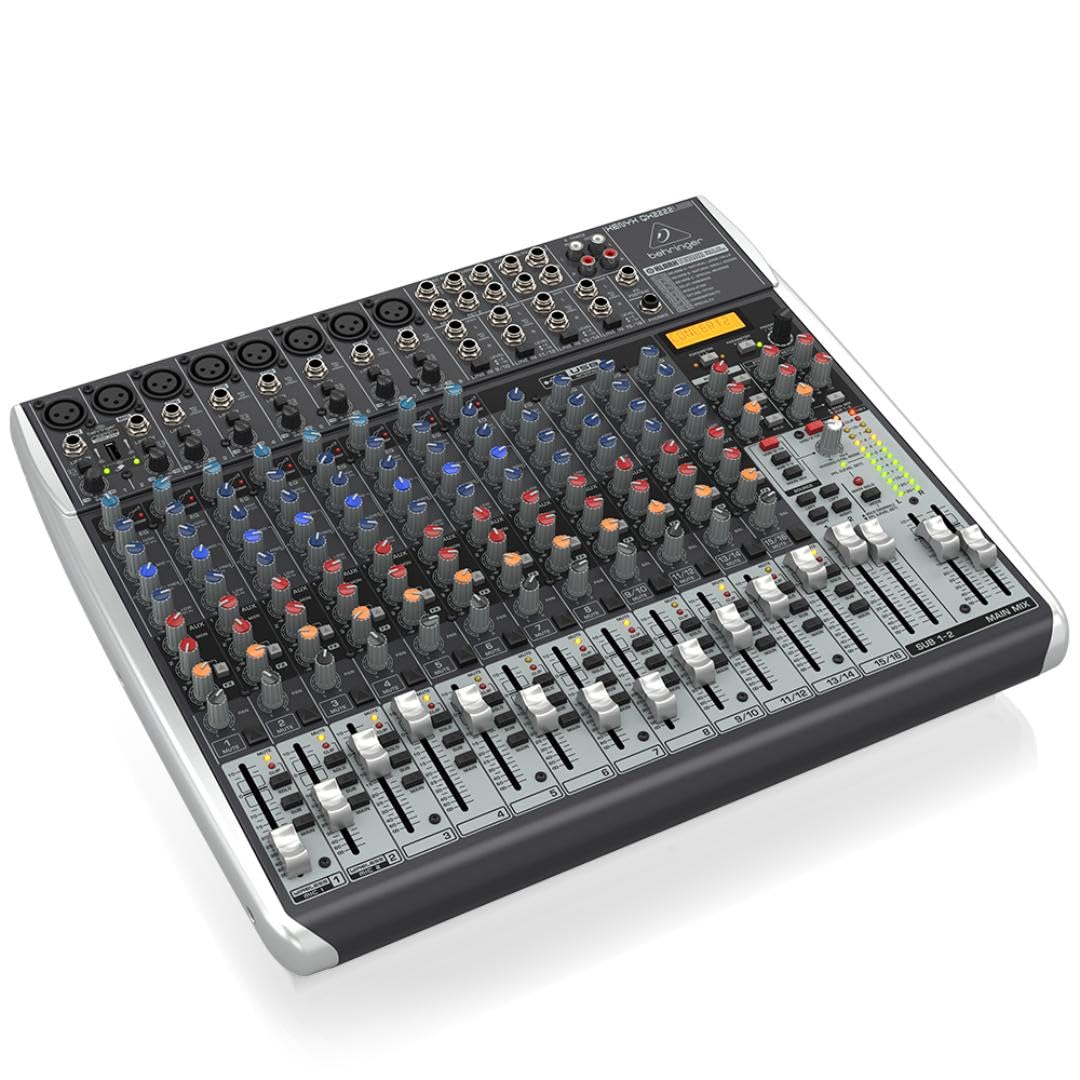 Behringer Xenyx QX2222USB Premium 22-Input 2/2-Bus Mixer with Xenyx Mic Preamps and Compressors, KLARK TEKNIK Multi-FX Processor, Wireless Option