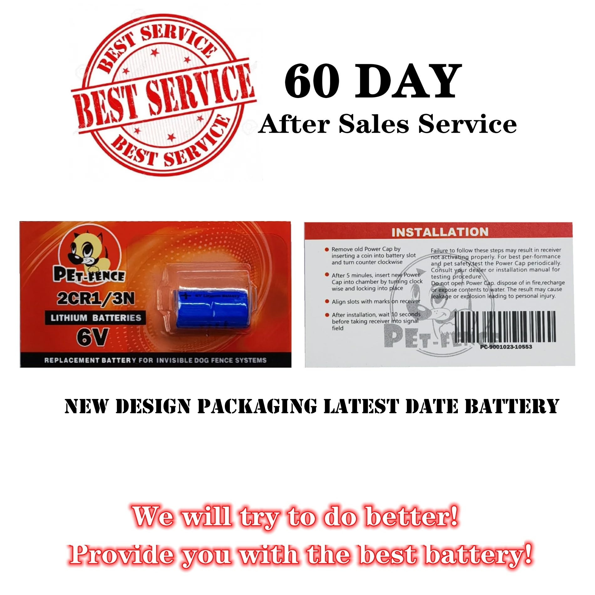 6 Volt Battery Compatible for Pet Stop, Perimeter, Extreme Dog Fence Collar Battery, Two CR1/3N 6v Batteries 170mah High Capacity Lithium Battery! (5 Pack)