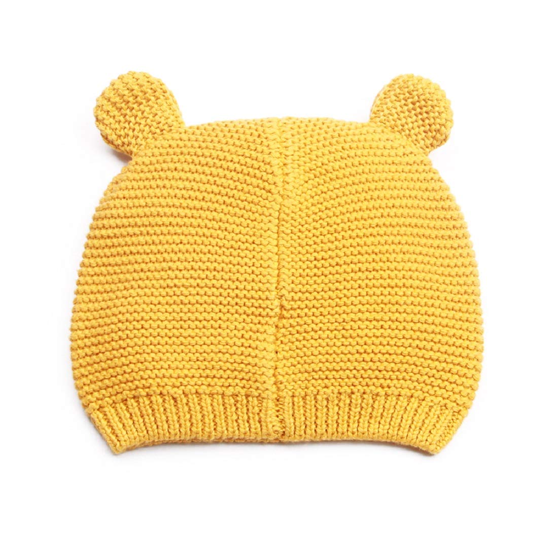 LLmoway Infant Baby Girls Knit Hats Kids Boys Beanie Cap Cotton Crochet Hat with Ear, Yellow, 0-12M