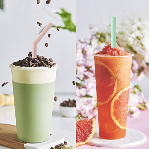 8Pcs Reusable Silicone Straws, Long Smoothie Drinking Straws with Cleaning Brushes for 20oz 30oz Tumblers, Milkshakes, Bubble Tea